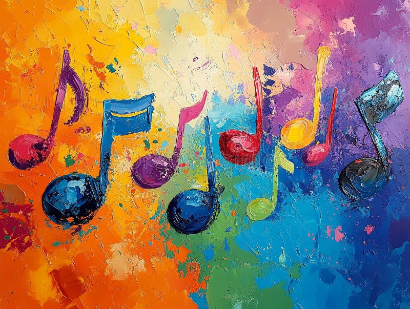 Musical Notes of All Colors of the Rainbow, Bright Splashes, Stock ...