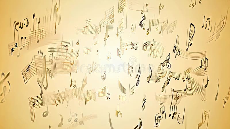Musical Notes Background with Floating Symbols on Soft Golden Gradient ...