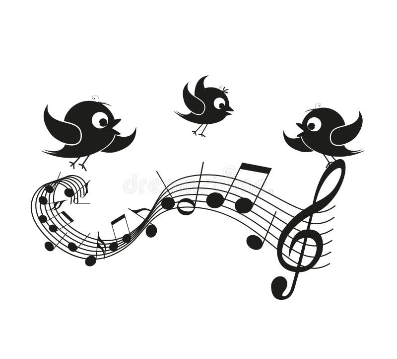 Musical notes with birds stock vector. Illustration of marriage - 84595677