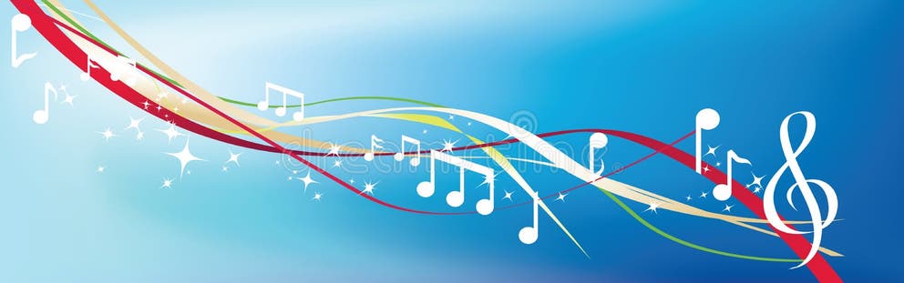 Musical notes on blue stock vector. Illustration of stave - 9961391