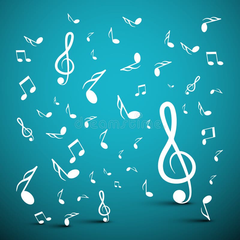 Musical Notes on Blue Background Stock Vector - Illustration of sign ...