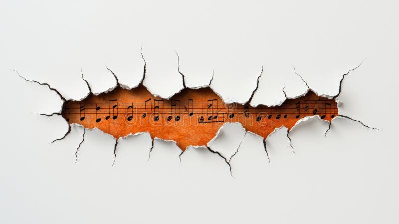 Musical Notes Breaking through a Cracked Wall Creating an Artistic ...