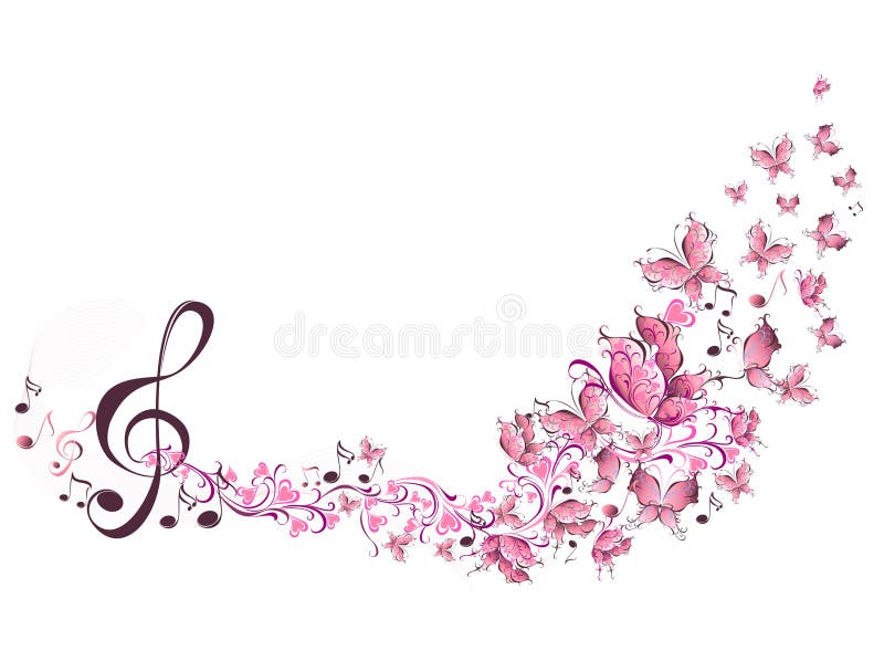 Musical Notes with Butterflies Stock Vector - Illustration of nature ...