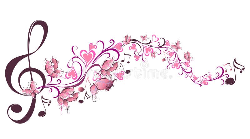 Musical Notes with Butterflies Stock Vector - Illustration of dirty ...