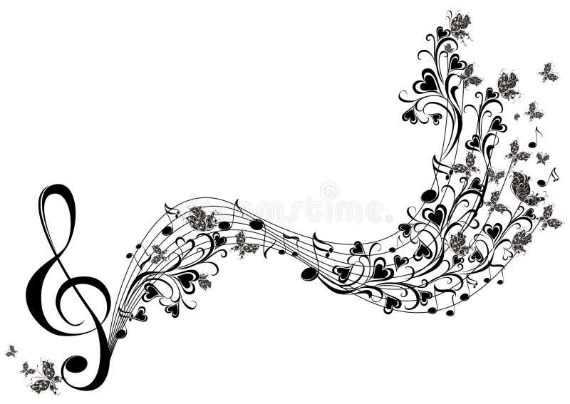 Musical Notes with Butterflies Stock Vector - Illustration of nature ...