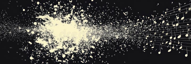 Sonorous Echoes: Elegant Notes and Pixel Explosion Stock Illustration ...
