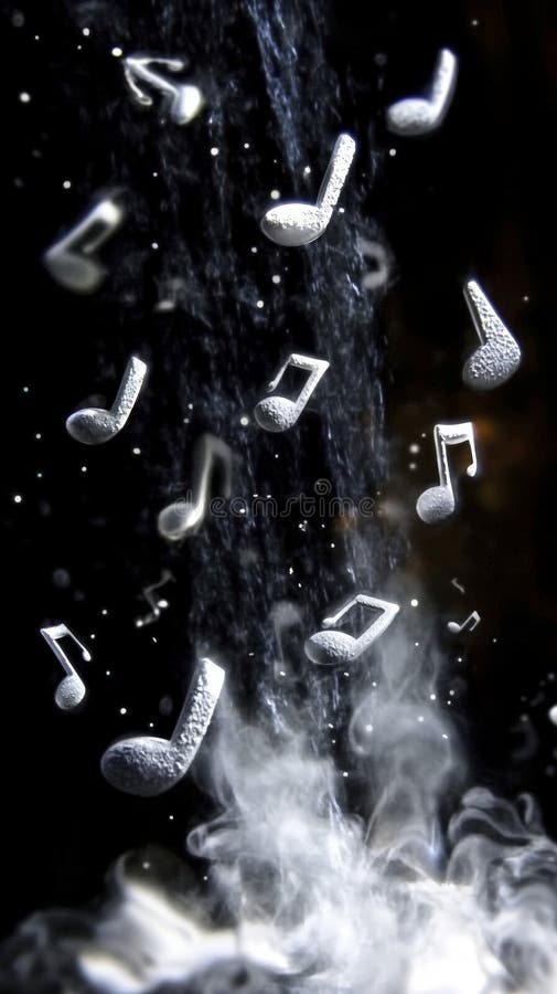 Musical Notes Cascading through the Ethereal Mist Stock Illustration ...