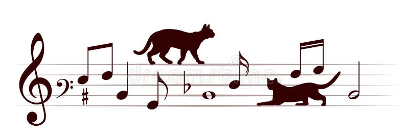 Musical notes with cats. stock vector. Illustration of vector - 81373769