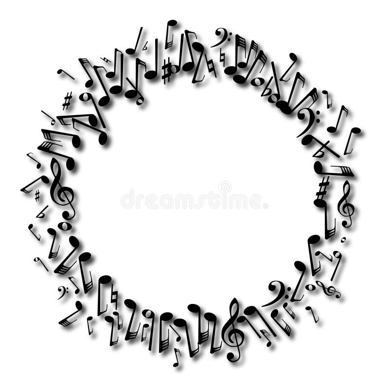 Vector Hand Drawn Illustration with Decoration Musical Notes in the ...