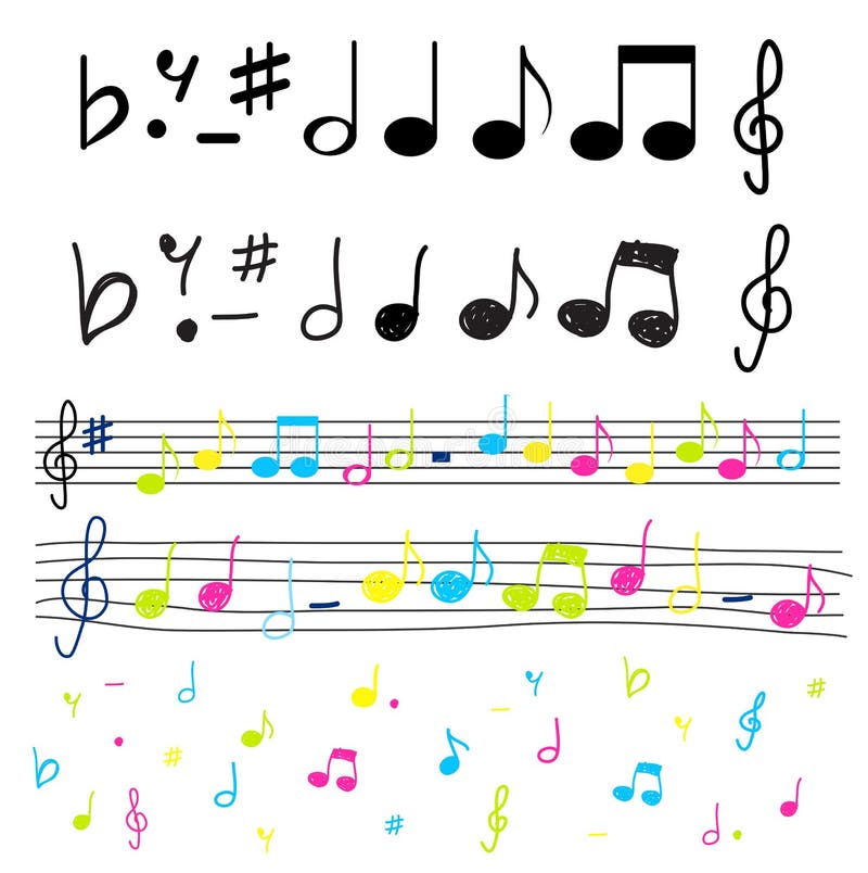 Music Notes and Icons Vector Set Stock Vector - Illustration of graphic ...