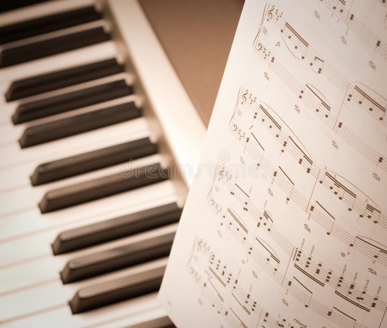 Musical Notes on Composer or Piano Stock Image - Image of computer ...
