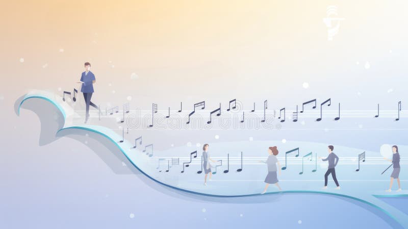 Musical Notes Creating a Harmonious Beige Background for Music Lovers ...