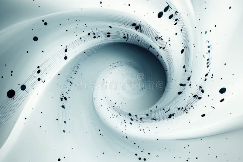 Musical Notes are Creating a Vortex in a Light Blue Background Stock ...