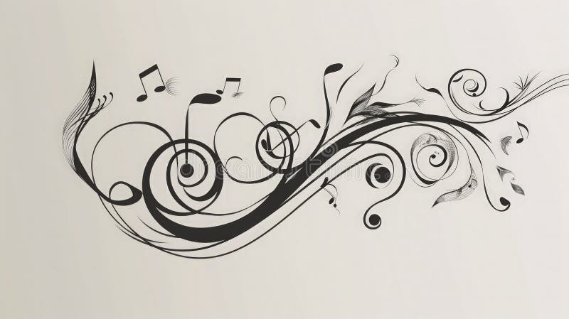 Musical Notes, with Curves and Swirls, Illustration. Generative Ai ...