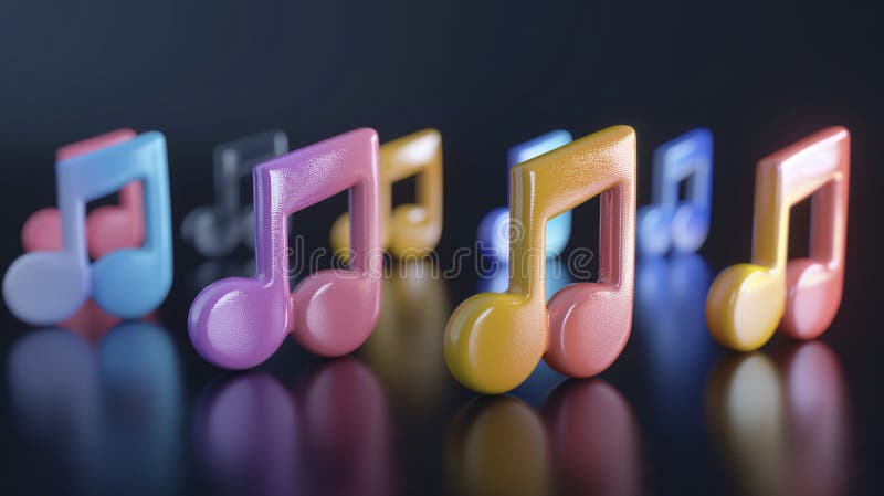 Musical Notes in 3D Design with Soft Pastel Colors. Stock Illustration ...