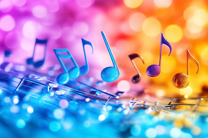 Musical Notes Dance in a Colorful Backdrop, Blending Harmonies in a ...