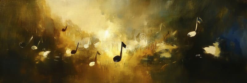 Musical Notes Dance in a Golden Abstract Background Stock Illustration ...