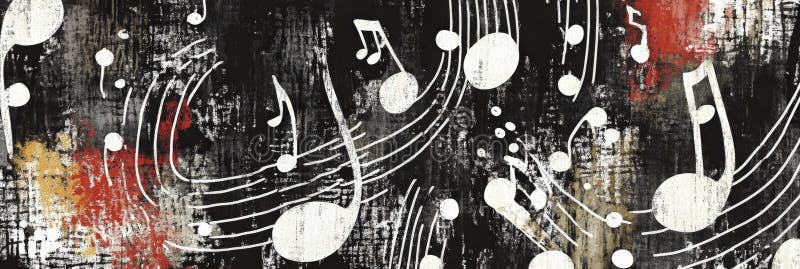 Musical Notes Dance on a Rough Abstract Surface Stock Illustration ...