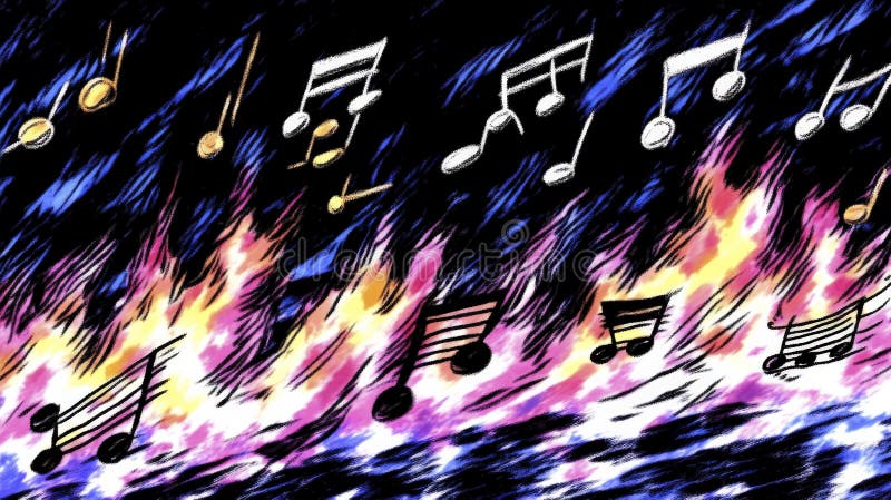 Musical Notes Dancing Above Flames in Artistic Design Stock ...