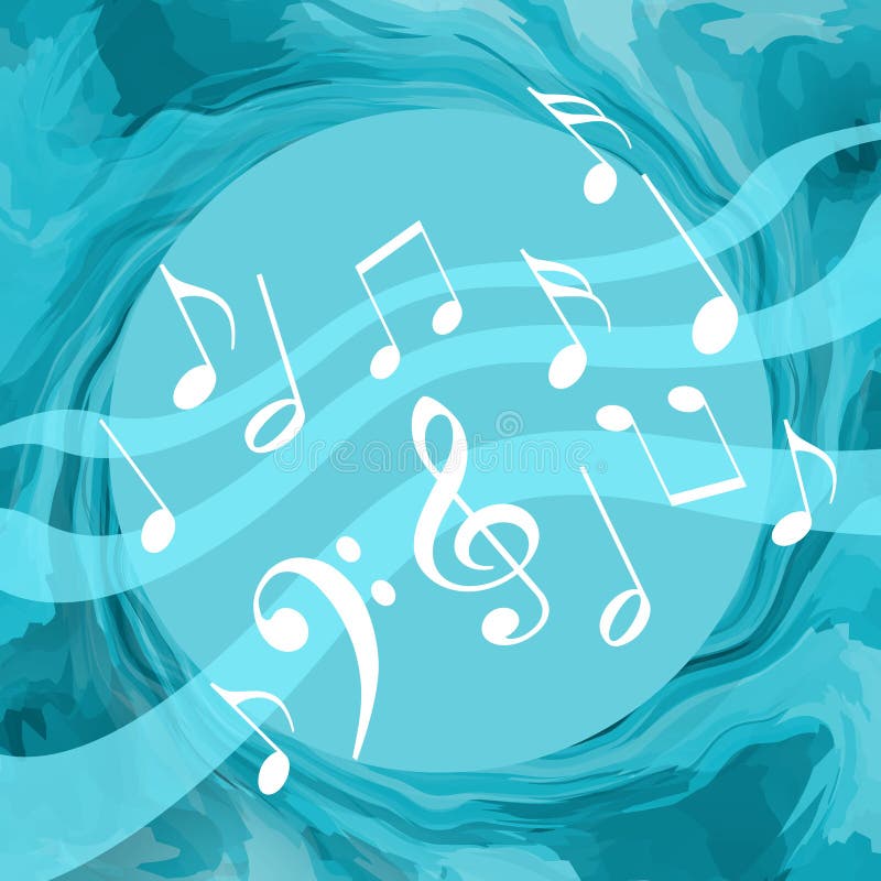 Musical Notes Dancing Inside Huge Sea Waves Stock Illustration ...