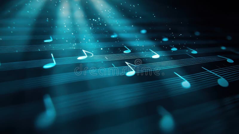 Musical Notes Dancing in Light Digital Art Abstract Dark Background ...