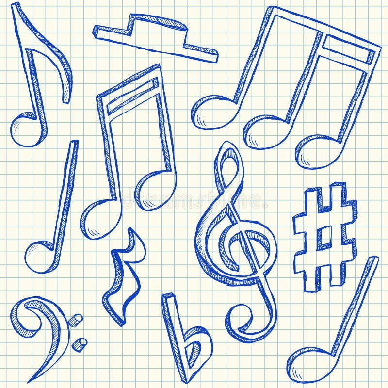Music Notes and G Clef Sketchy Music Class Doodles Stock Vector ...