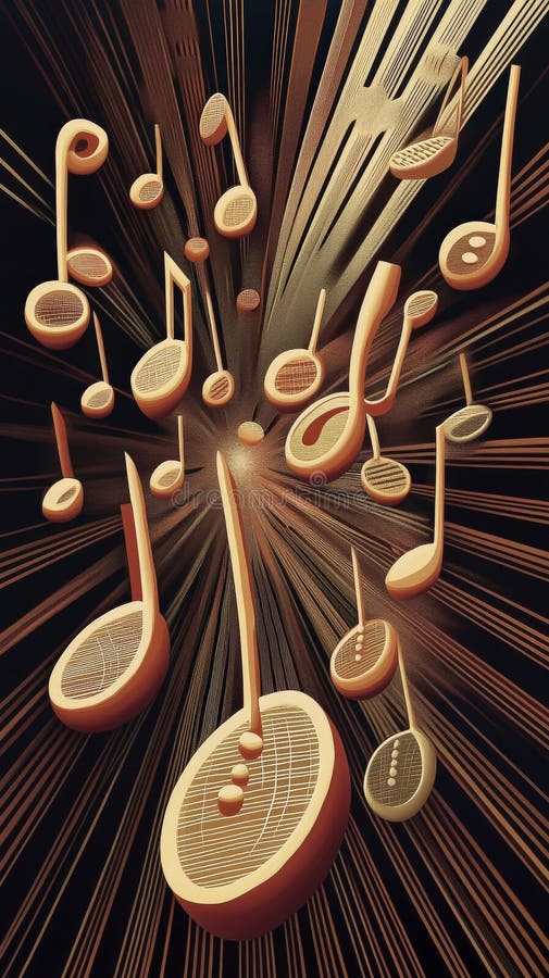 Musical Notes Emerge Dynamically Against Dark Background Stock ...