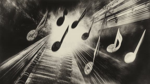 Musical Notes Emerging from a Dazzling Light Source Stock Illustration ...