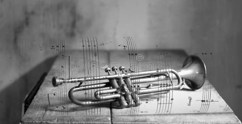 Musical Notes Envelop an Ancient Jazz Trumpet Stock Photo - Image of ...