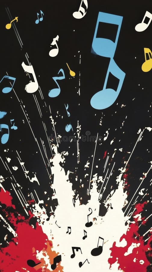 Musical Notes Erupting in an Artistic Explosion Pattern Stock ...