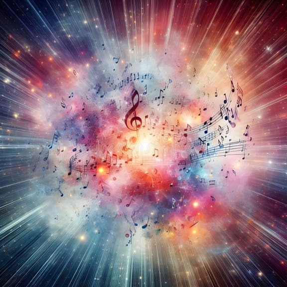 Music Notes Exploding from Colorful Nebula with Zoom Effect Stock ...