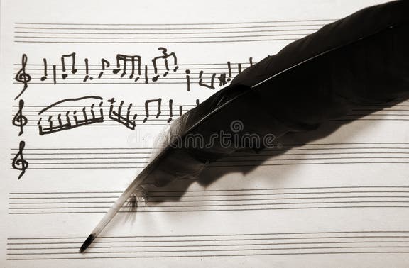 Musical notes and feather stock image. Image of composer - 15188575