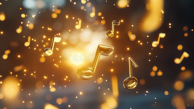 Musical Notes Float Gracefully in a Shimmering Background, Evoking a ...