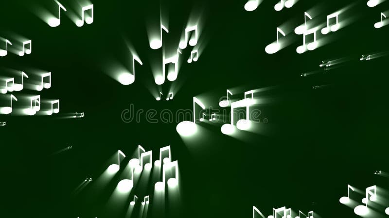 Musical Notes Light Rays Float on Black Background Stock Footage ...