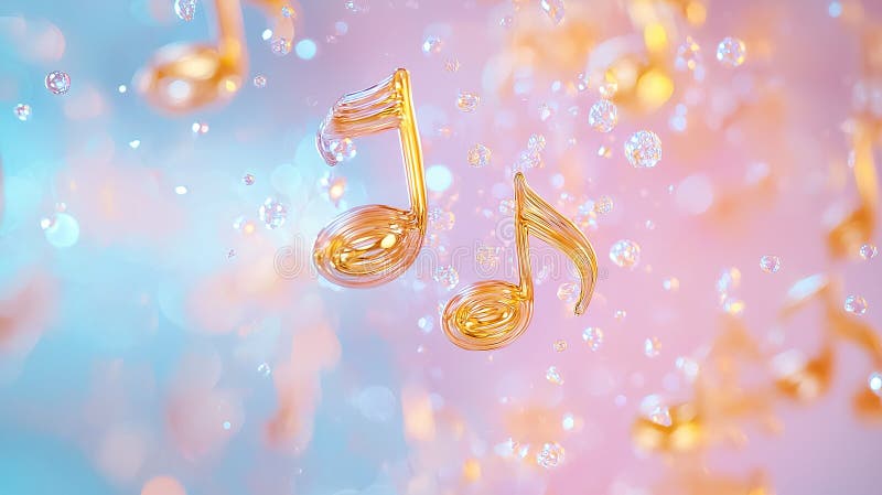 Musical Notes Float in a Vibrant, Bubble-filled Space, Embodying a ...