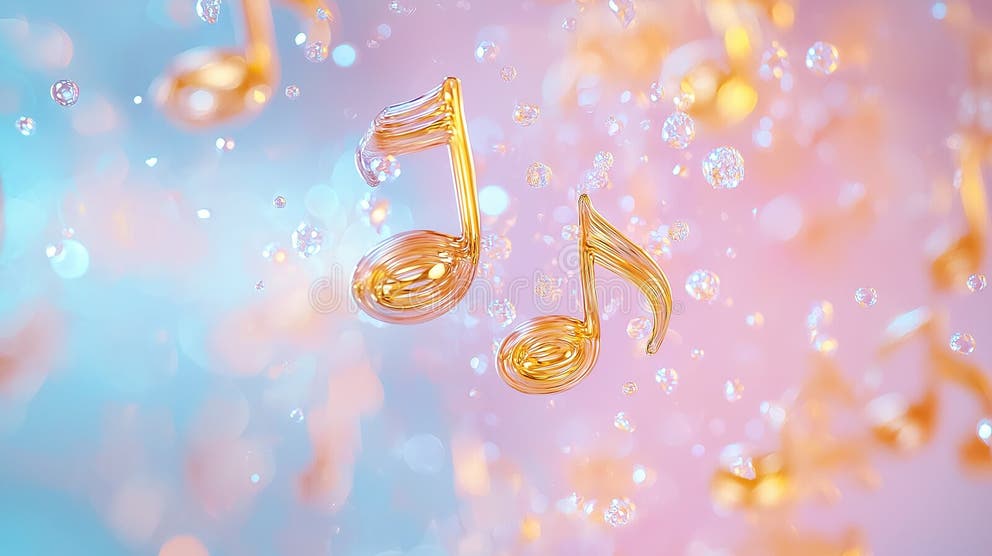 Musical Notes Float in a Vibrant, Bubble-filled Space, Embodying a ...
