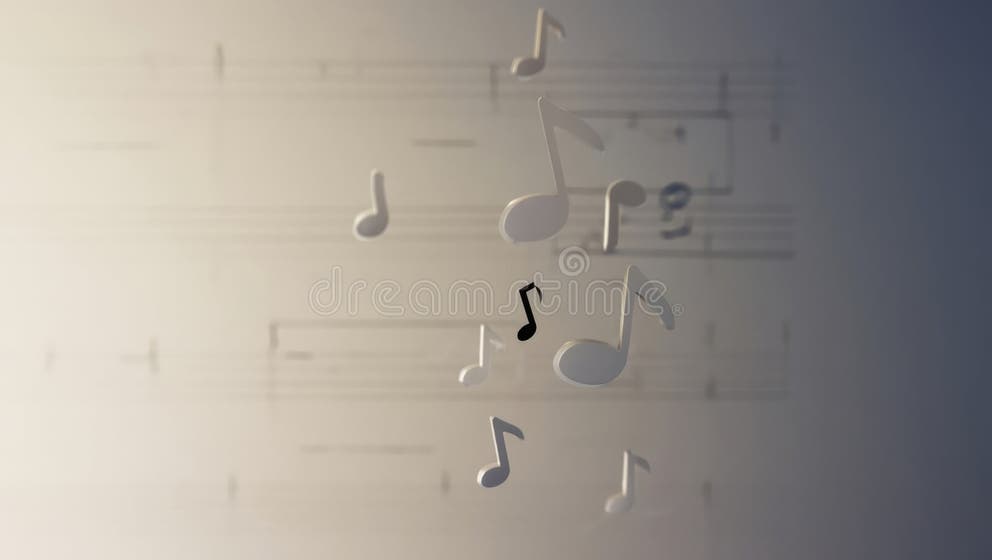 Musical Notes Floating Above a Soft Background with Sheet Music ...