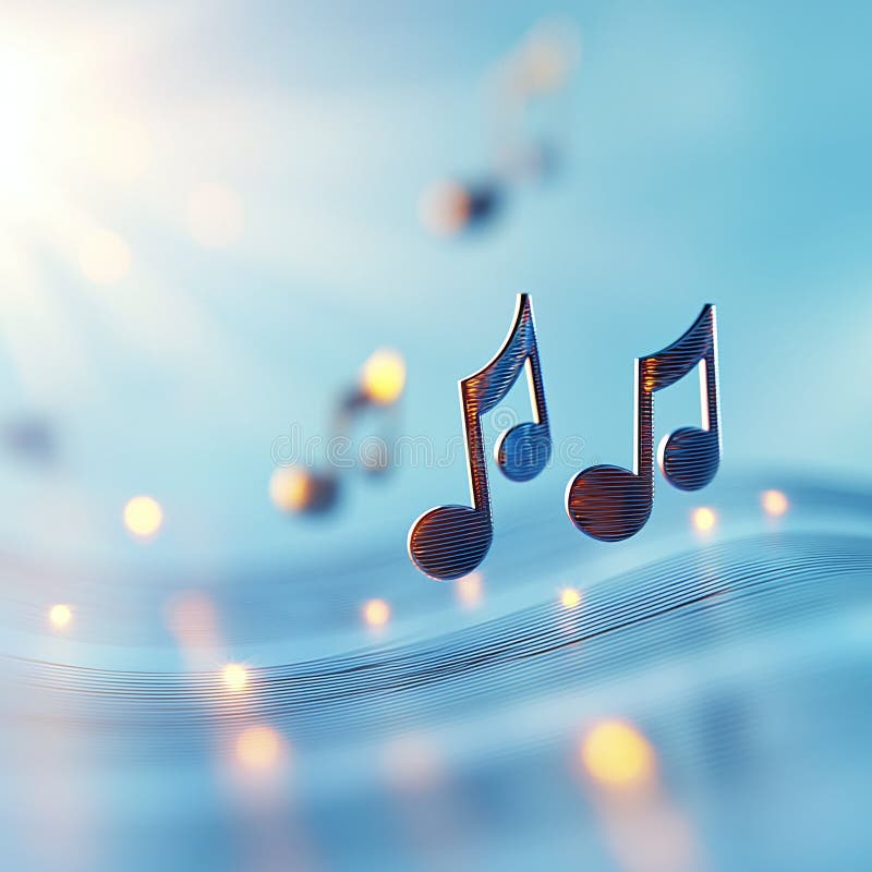 Musical Notes Floating Serene Blue Abstract Background Stock Photos ...