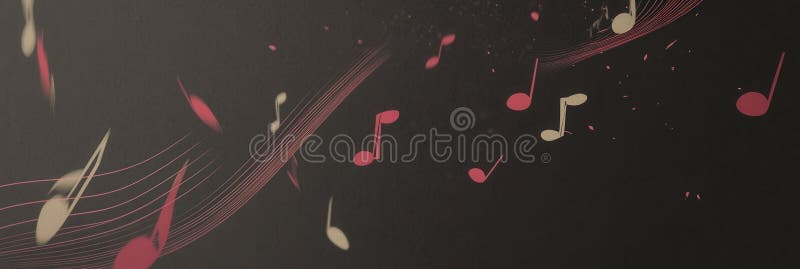Musical Notes Floating in a Dark Abstract Background Stock Illustration ...