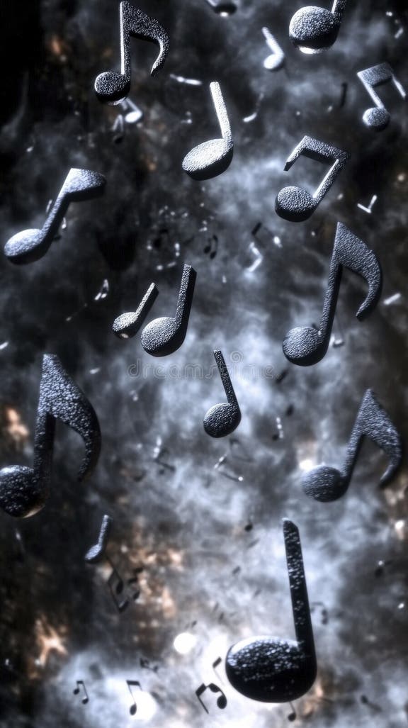 Musical Notes Floating with an Immersive Backdrop Stock Illustration ...