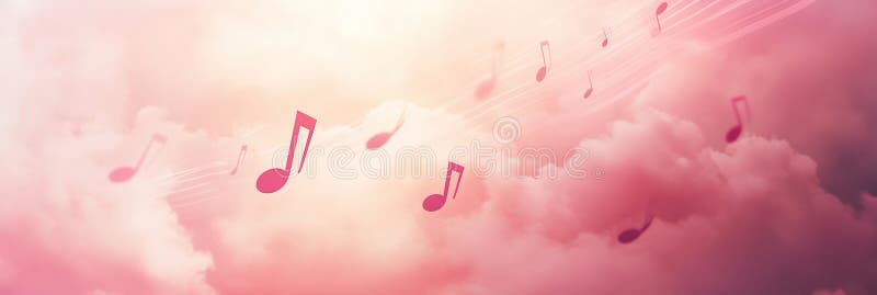 Musical Notes Floating on Pink Clouds Representing Singing and Sound ...
