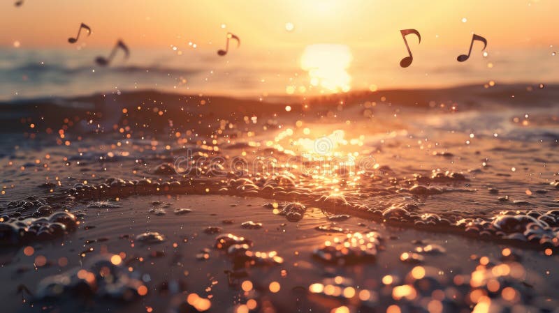 Musical Notes Floating on Water at Beach Stock Image - Image of ...