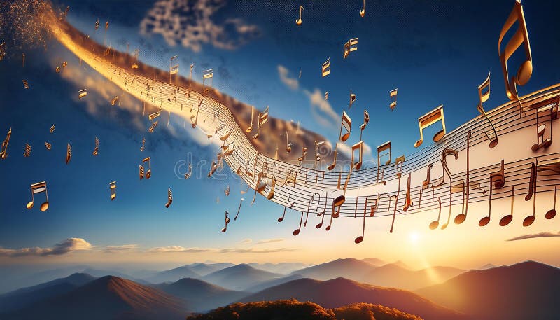 Musical Notes Flow Across a Bright Blue Sky, Suggesting Freedom and ...