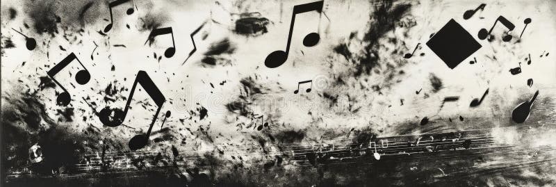 Musical Notes Flow Amid Abstract Black and White Art Stock Illustration ...