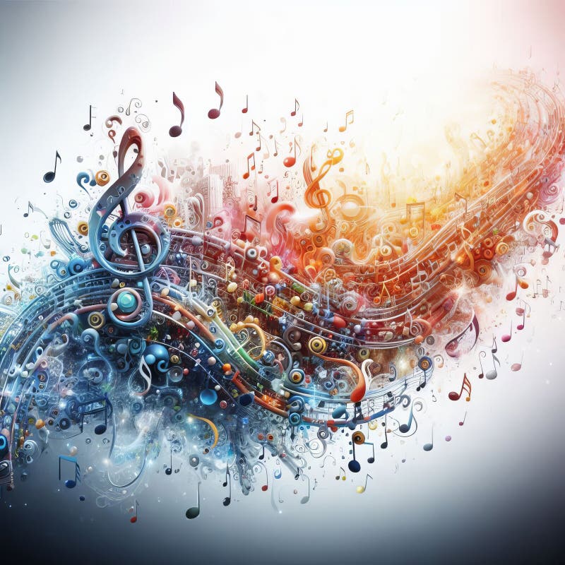 Musical Notes a Flowing Arrangement of Musical Notes and Symbols Stock ...