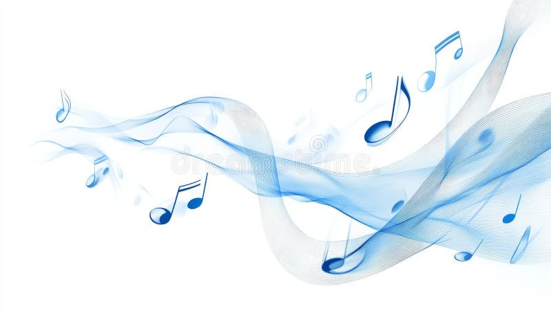 Musical Notes Flowing on a Blue Abstract Background for Music Therapy ...