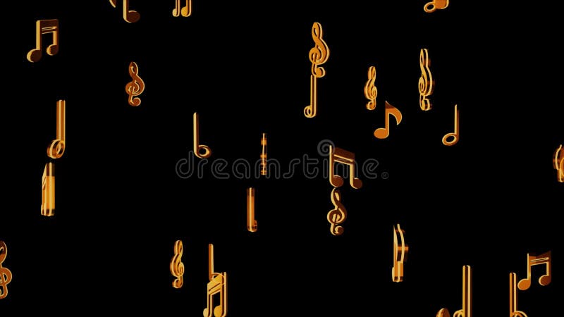 Musical Notes Flowing Flying Stream Notes on a Black Music Background ...