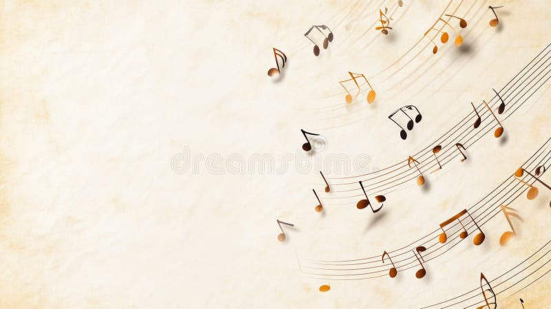 Musical Notes Flowing on a Warm Toned Background Stock Image - Image of ...
