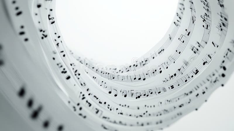 Musical Notes Flowing on a White Background, Creating a Sense of ...