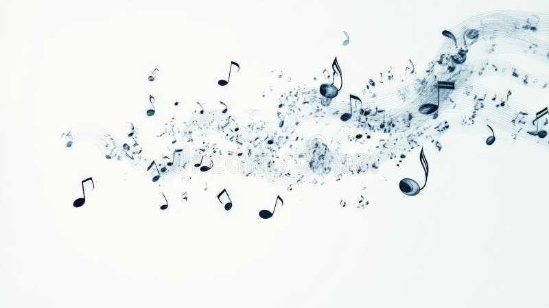 Musical Notes Flowing on White Background Representing Melody and ...